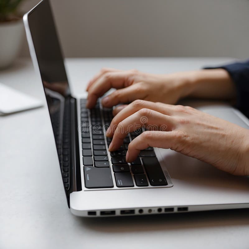 Hands Typing on Laptop Keyboard(generated Using AI) Stock Photo - Image ...