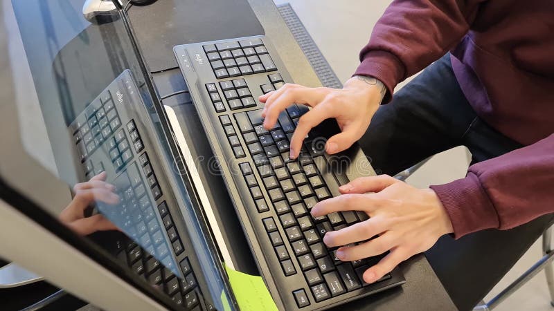 Close Up View of Hands of Young Man Typing on Keyboard. Stock Video ...