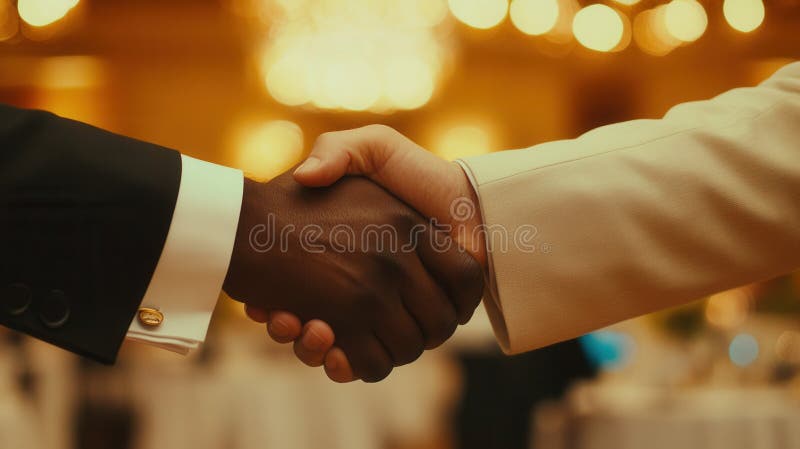 Close-up Handshake between an Event Planner and Client at a Formal ...