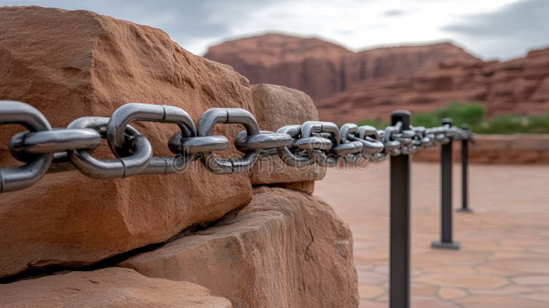 Close-up View of Heavy Steel Chains Suspended from a Rock Wall ...