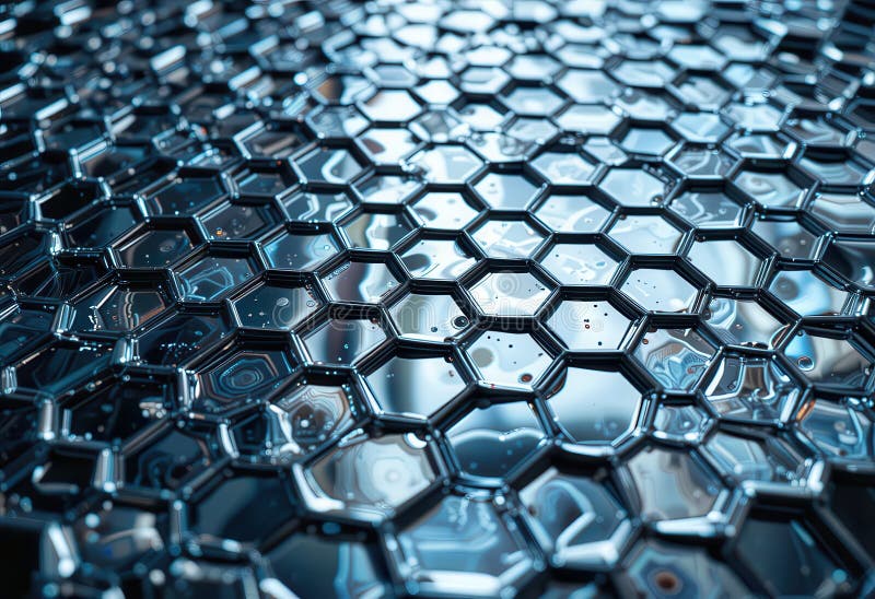 Close Up View of Hexagonal Patterns Reflecting Light on a Shiny Surface ...