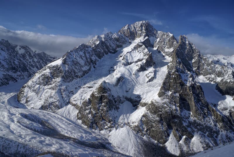 Close Up Of Mountain Peaks Covered With Snow Stock Image - Image of ...