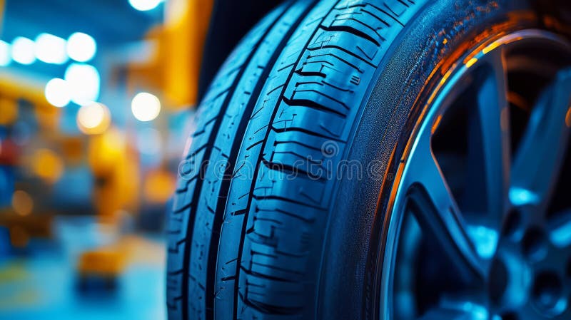 Close-Up View of a High-Performance Tire with Detailed Tread Patterns ...