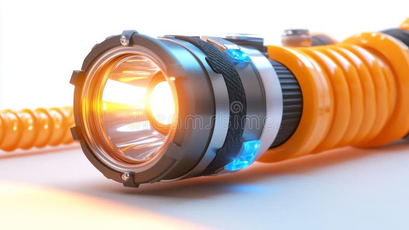Close-up View of a High-tech Diver S Flashlight Shining on an ...