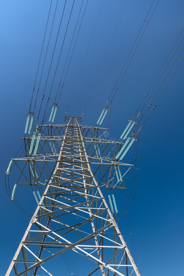 Close-up View of a High-voltage Power Line Support Stock Image - Image ...