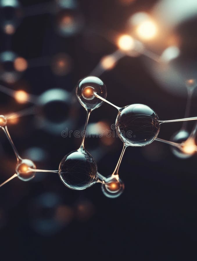 Detailed View of Interconnected Molecular Structures with Glowing ...
