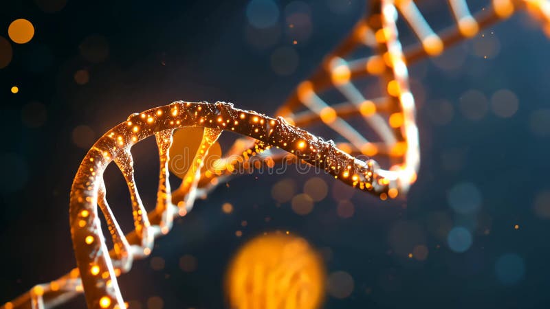 A Close-up View Highlights a Luminous DNA Strand, Showcasing the ...