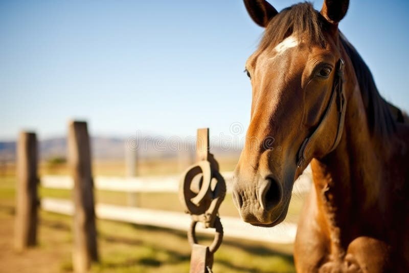 Close-up View of Horse Hitching Post Stock Image - Image of generated ...