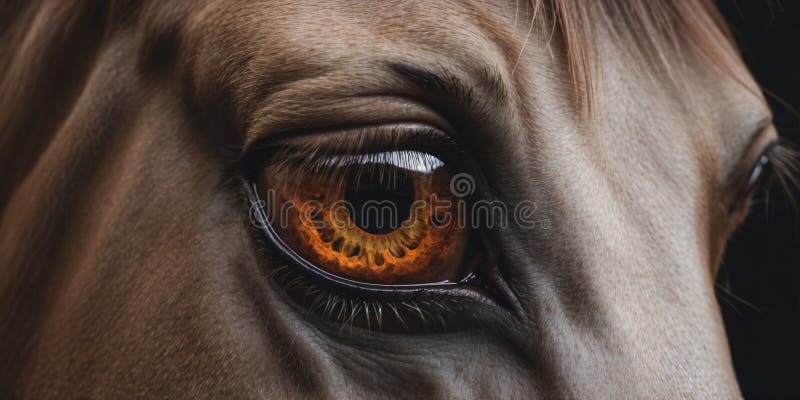 Close-up View of Horse& X27;s Eye in Dramatic Lighting. Stock ...