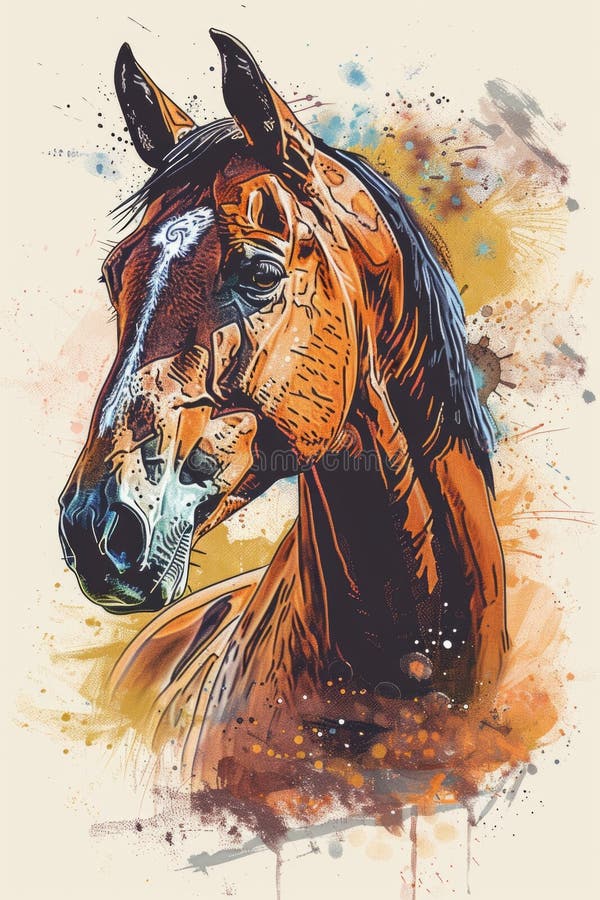 Close-up View of a Horse S Head with a Vibrant Paint Splash Effect ...