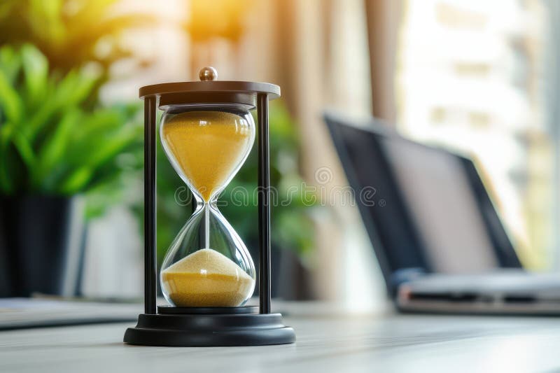 Close Up View of Hourglass Stand Office Measuring Time Stock Photo ...