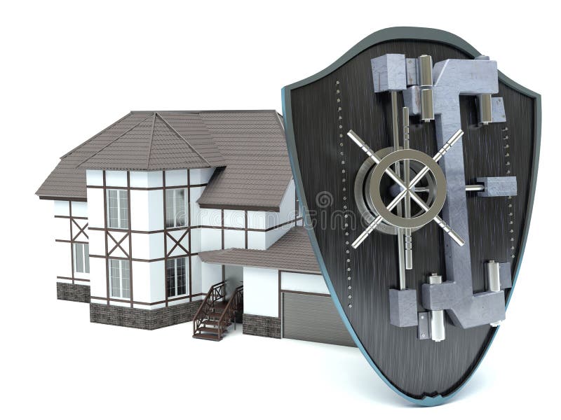 Close Up View of a House with a Shield Stock Illustration ...