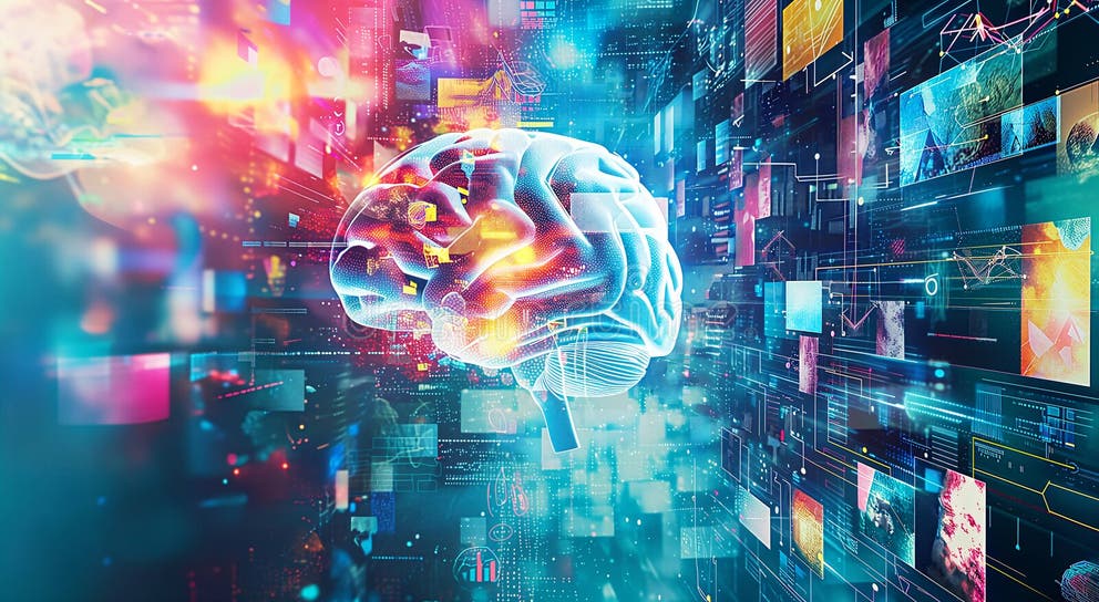 A Close-up View of a Human Brain, with an Array of Vibrant and Dynamic ...