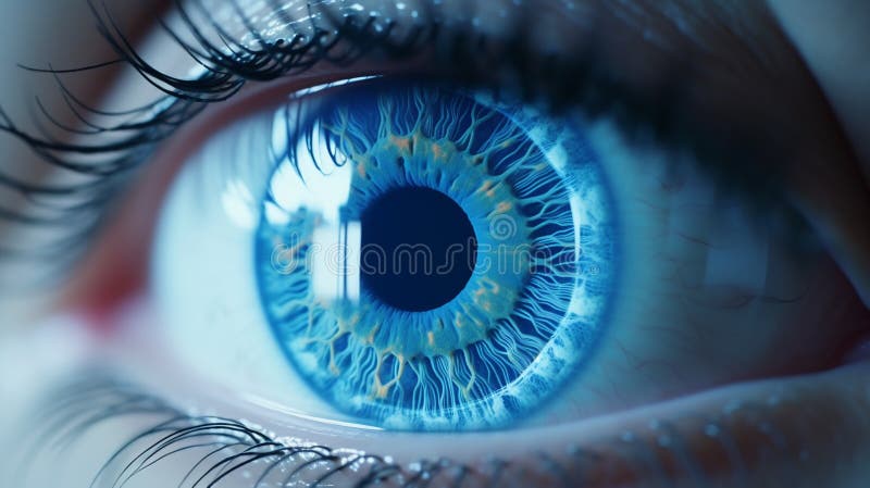 Close Up View of Human Eye with Blue Iris Stock Illustration ...