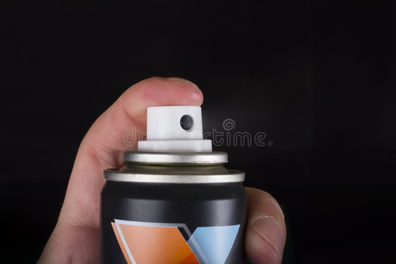 Close-up View of Human Hand and Spray Bottle Isolated on Black Stock ...
