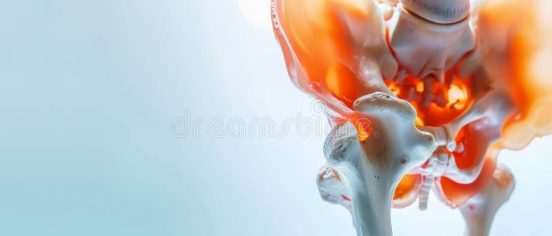 Close-Up View of Human Hip Joint Anatomy Model Stock Illustration ...