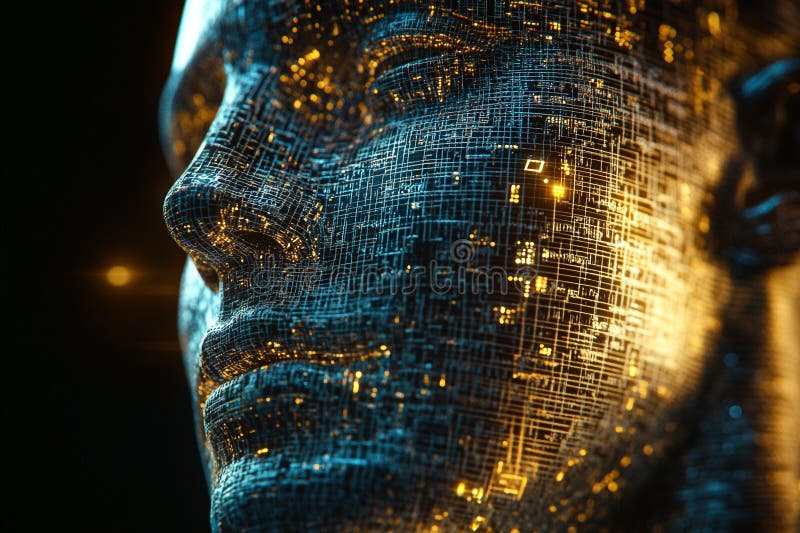 Digital Representation of a Human Face Illuminated by Circuitry in a ...