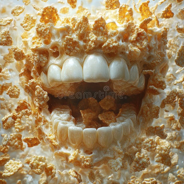 Close-Up of Teeth with Exploding Corn Texture Stock Image - Image of ...