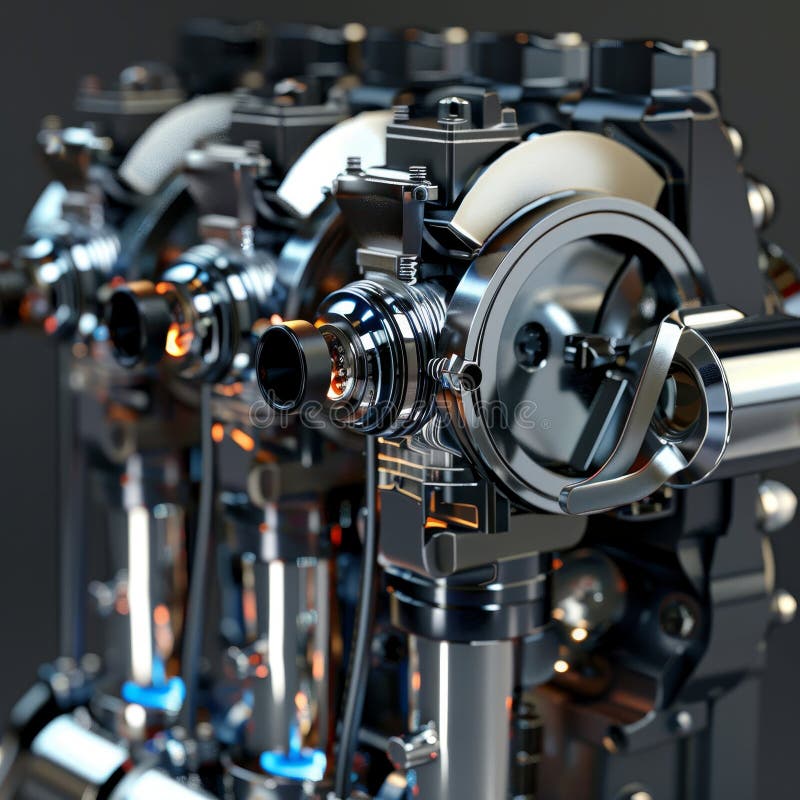 Close Up View of Hybrid Engine Component in Internal Combustion Car ...