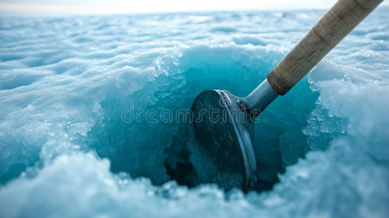 A Close-up View of an Ice Auger Breaking through a Layer of Ice Stock ...
