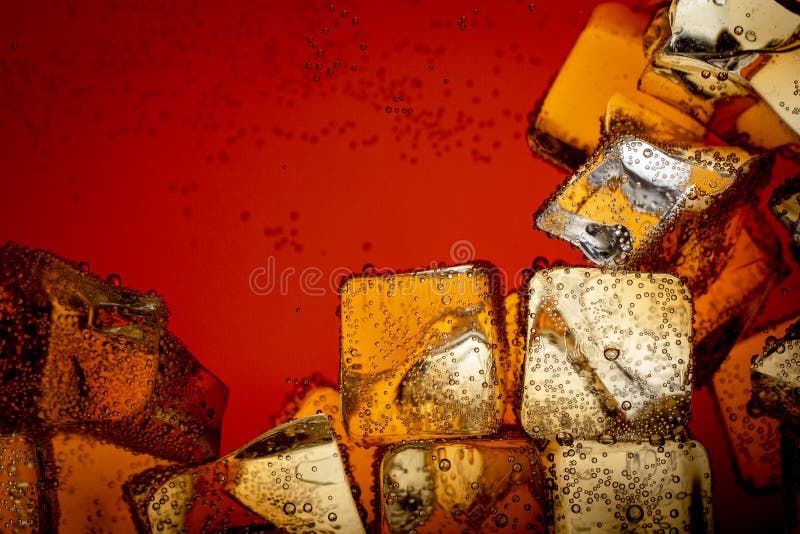 Close Up View of the Ice Cubes in Cola Stock Image - Image of detail ...