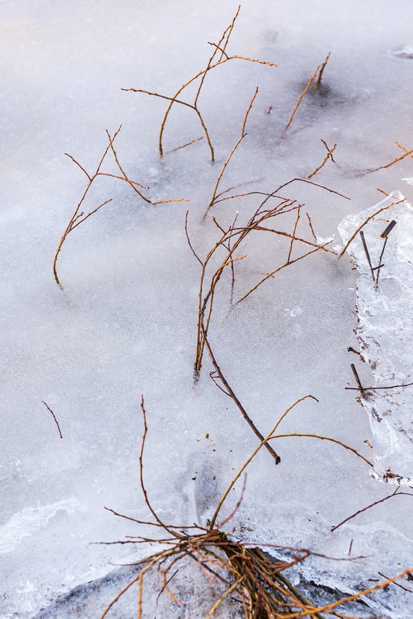 Close Up View of Ice Drift on the Frozen River. Melting Ice. Stack of ...
