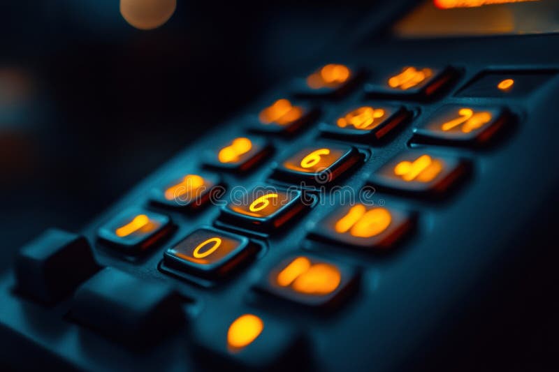 Close Up View of an Illuminated Alarm System Keypad Highlighting Modern ...