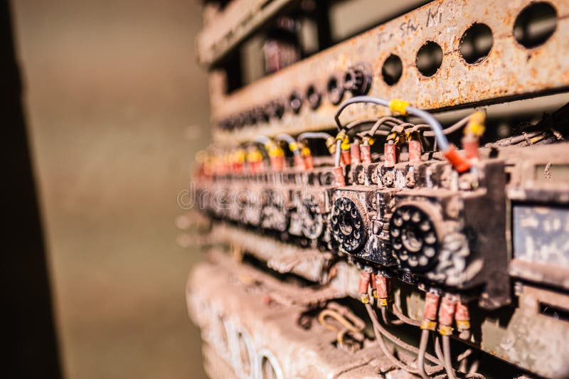 Close-Up View of Industrial Control Panel with Rusty Components and ...