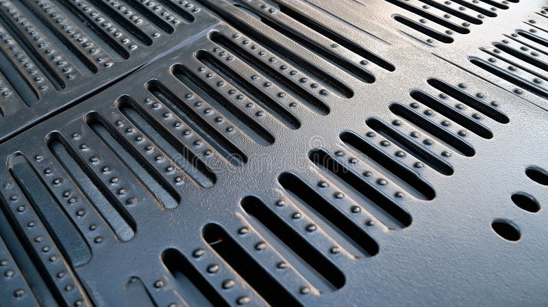 Close-up View of Industrial Metal Grates Showcasing Complex Design and ...