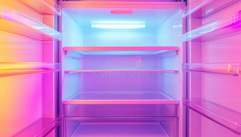 Close-Up View Inside a Empty and Tidy Refrigerator with Shelves Stock ...