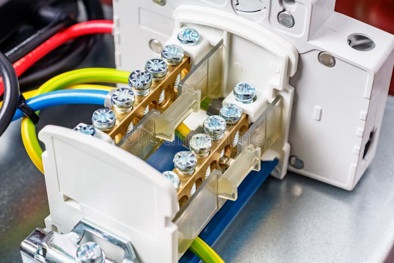 Close-up View of Installed in Electrical Panel and Connected Wire ...