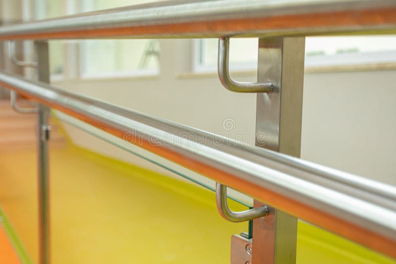 Stainless Steel Handrail Mounted To a Plugged Profile Post. Stock Image ...