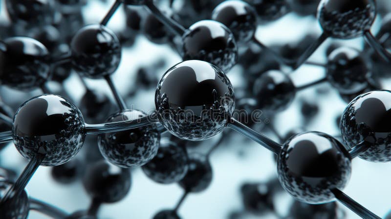 Close Up View of Interconnected Black Molecules Stock Image - Image of ...