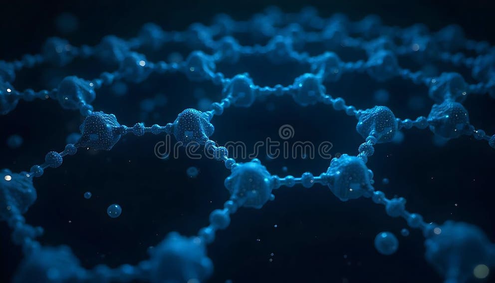 Close Up View of an Interconnected Blue Network Structure with Hexagon ...