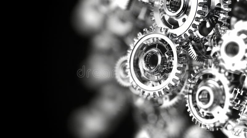 Close-up View of Interconnected Metal Gears Creating a Complex ...