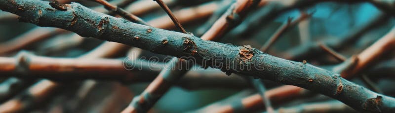 Close Up View of Interconnected Net and Rough Textured Sticks Against a ...
