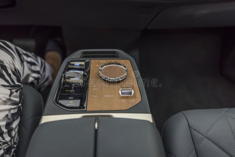 Close Up View of Interior Electric Car BMW IX40 with Crystal Control ...