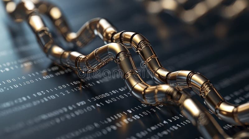 Close-Up View of Interlinked Metal Chains on a Digital Background with ...