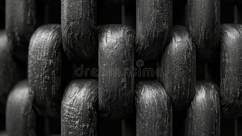 CloseUp View of Interlocking Black Links with Textured Surface for ...