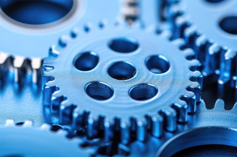 A Close-up View of Interlocking Blue Gears, Their Intricate Details ...