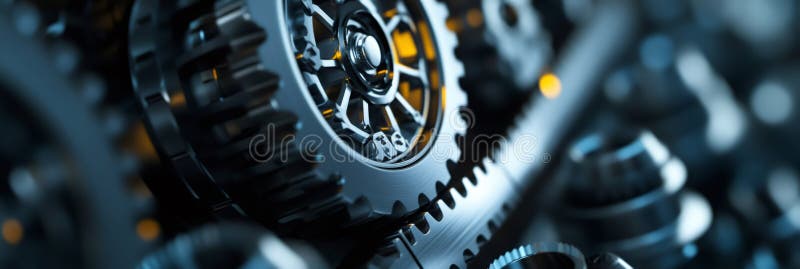 Close Up View of Interlocking Gears Rotating Smoothly in Complex ...