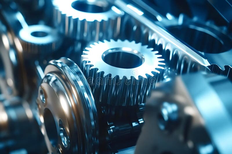 Close-up View of Interlocking Gears Rotating Smoothly in Complex ...