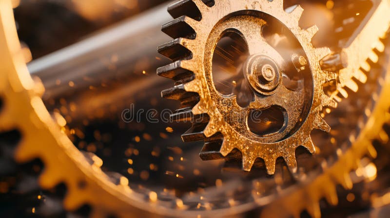 Close Up View of Interlocking Gears Rotating Smoothly in a Mechanical ...