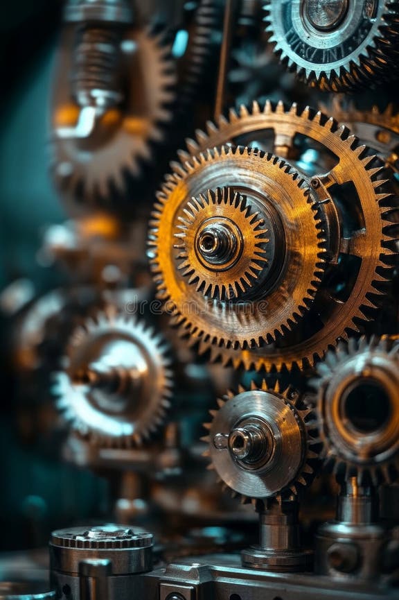 Close-up View of Interlocking Industrial Cogs, Gears, and Mechanical ...