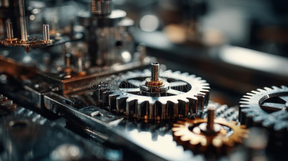 Close-up View of Interlocking Metal Gears in a Complex Mechanism ...