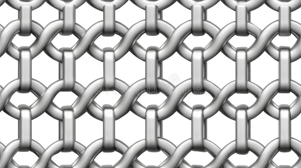 Close-Up View of Interlocking Metallic Chain Links in a Uniform ...