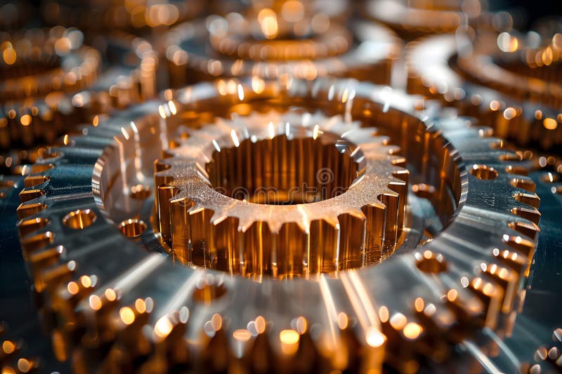 Dynamic Close-up of Metallic Gears in Motion - Industrial Machinery ...
