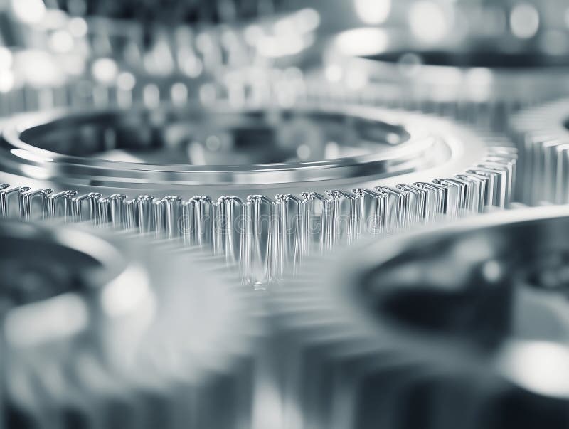 Close Up View of Interlocking Metallic Gears Rotating Smoothly Stock ...