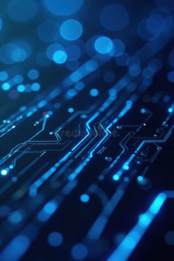 Close-up View of Intricate Blue Circuit Lines Electrical Engineering ...