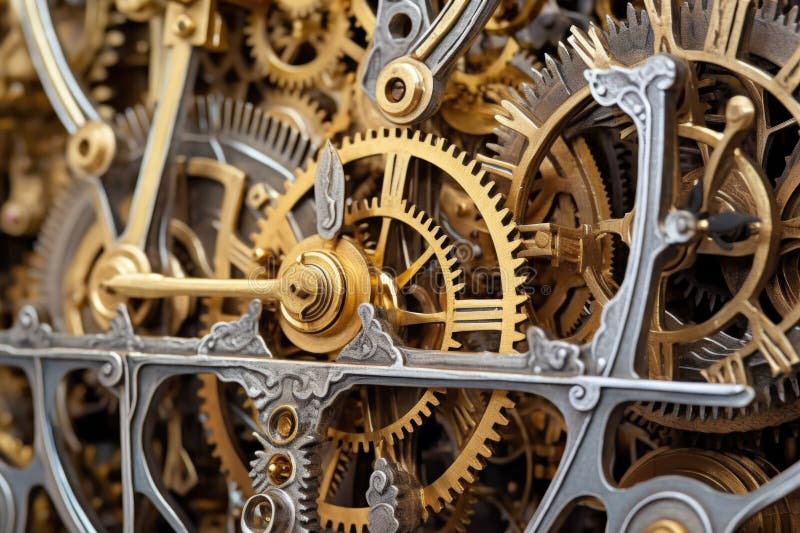 Close-up View of Intricate Clock Gears and Cogs Stock Illustration ...